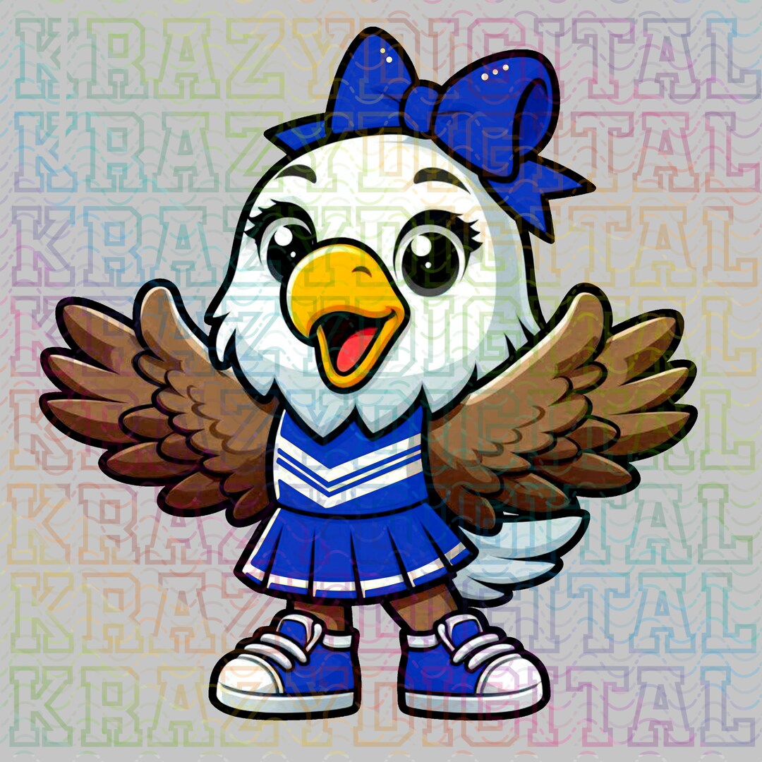 Eagles Blue Cheer Mascot PNG, Eagle Girly Mascot, Little Eagle Cheer ...