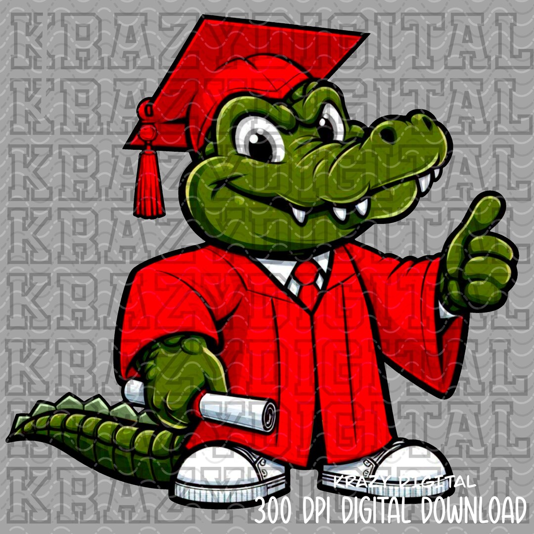 Red Gator Mascot Graduation PNG, Gator Red Mascot Graduation Digital ...