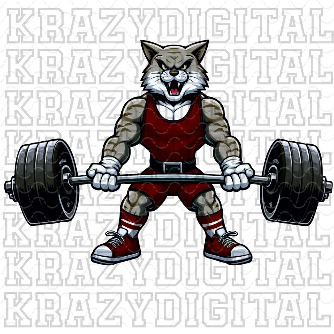 Wildcat Powerlifting PNG, Maroon School Mascot, Weight Lifting Mascot ...