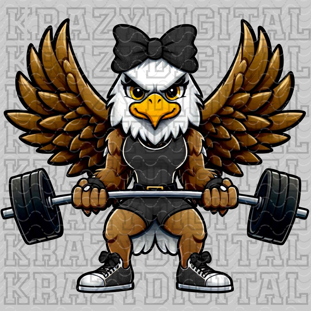 Eagles Black Powerlifting Mascot PNG, Eagle Girly Mascot, Girls That ...