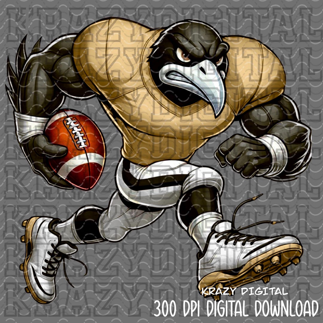 Gold Ravens Football Mascot PNG, Raven Mascot Digital File, Vegas Gold ...