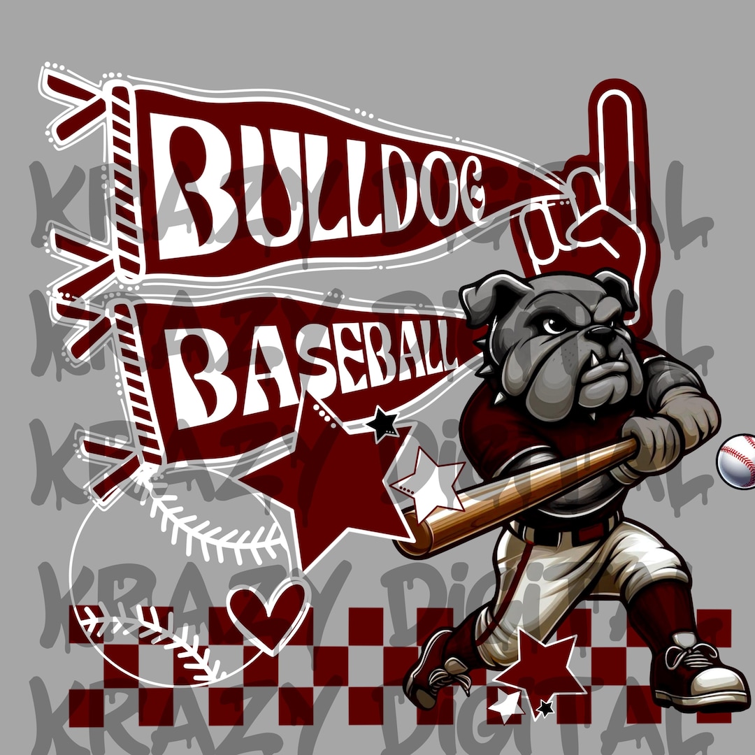 Bulldog Baseball Pennant Flag PNG, Maroon Bulldog Baseball Mascot ...