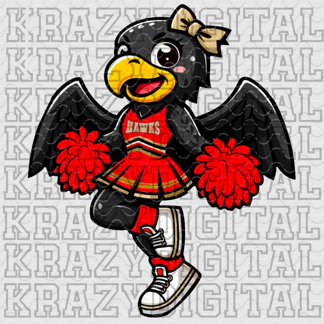 Black Hawk Orange Cheerleader School Mascot, Hawk Cheer Mascot PNG ...
