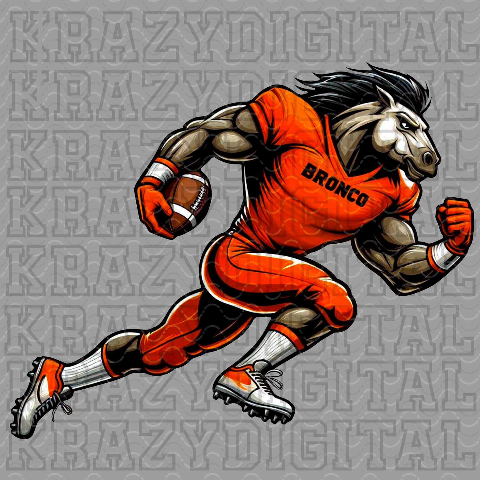Orange Bronco Football PNG, Bronco Boy Design, Bronco Digital File ...