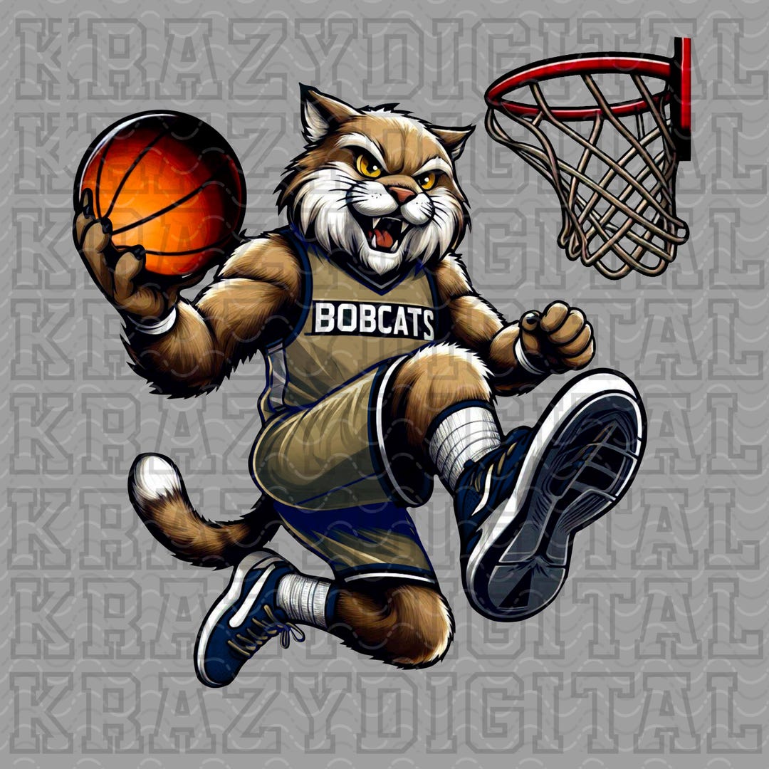 Bobcat Gold Mascot Basketball PNG, Bobcat Navy Gold Basketball Mascot ...