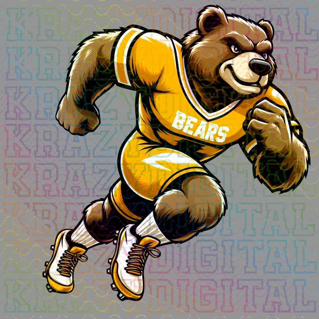 Bears Track PNG, Yellow Bears Mascot Digital Design, Bears Cross ...