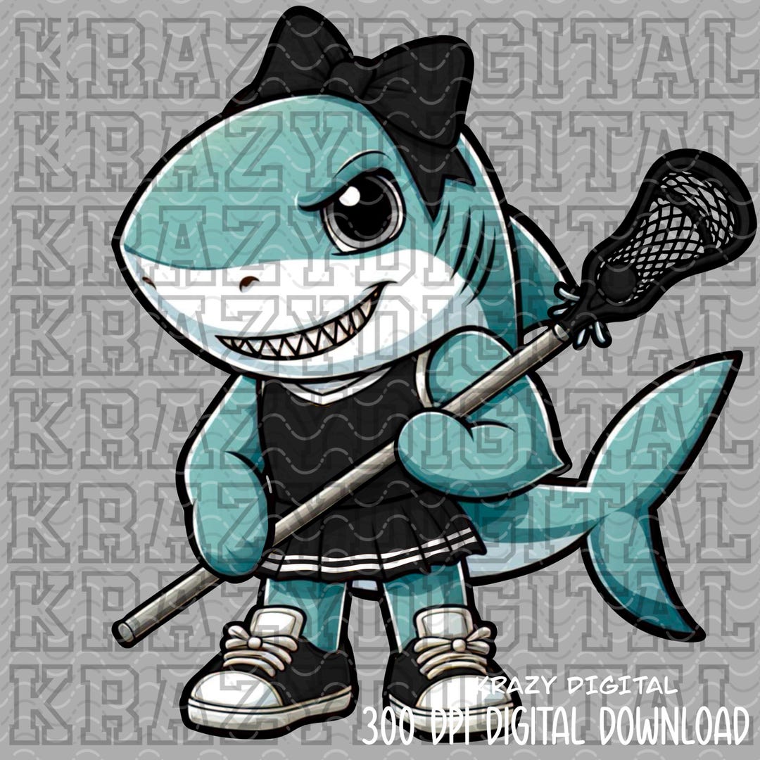 Lady Sharks Lacrosse PNG, Girls Black Shark Lacrosse Mascot Design ...