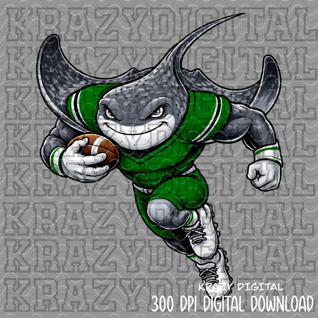 Sting Ray Football Green PNG, Manta Ray Boy Sports Design, Marine ...