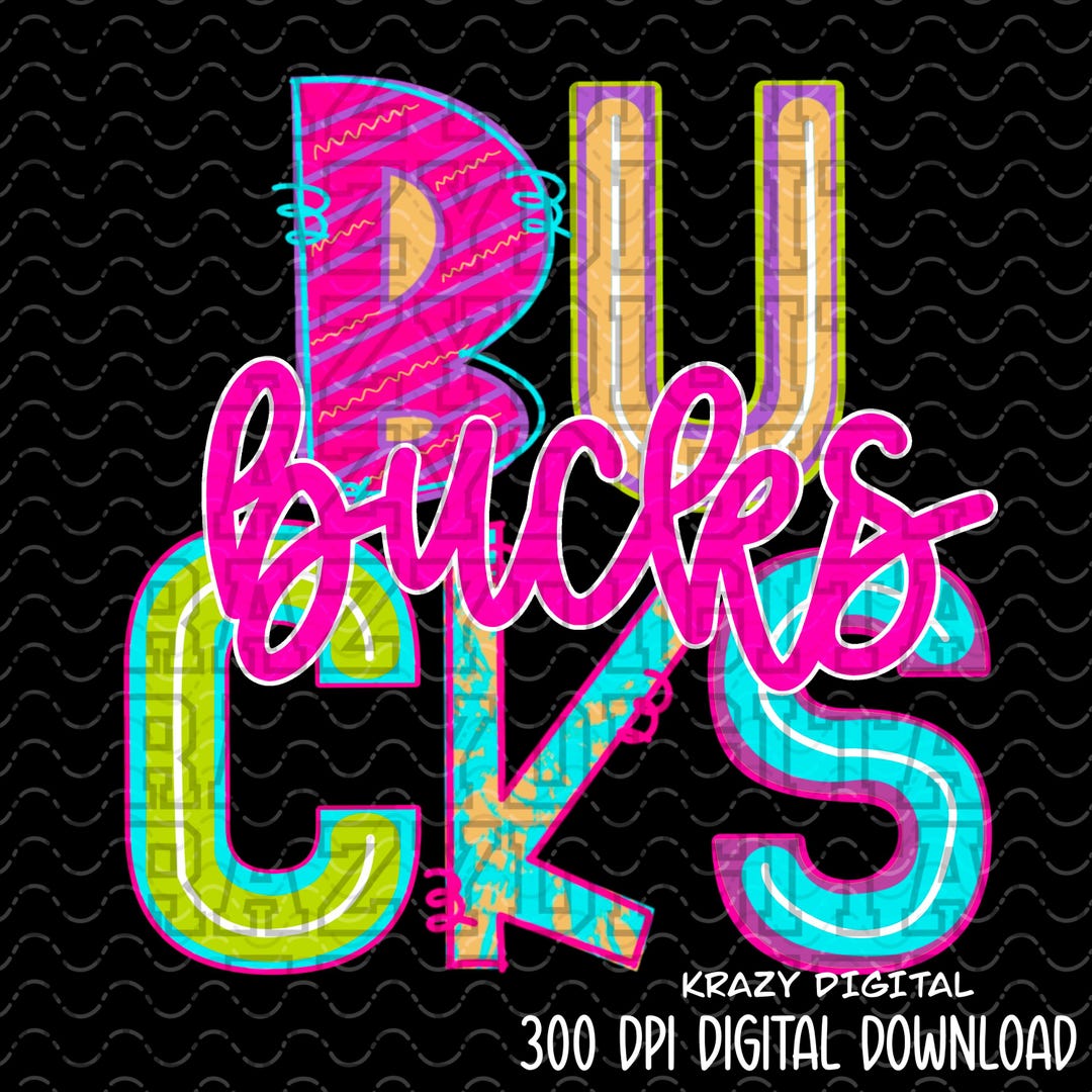 Neon Bucks Sketch Font PNG, Buck Girl Sister Spirit Digital File ...