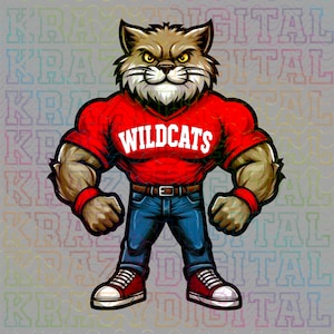 Wildcat Red Athlete PNG, Boy Sports Design, Red School Mascot Digital ...