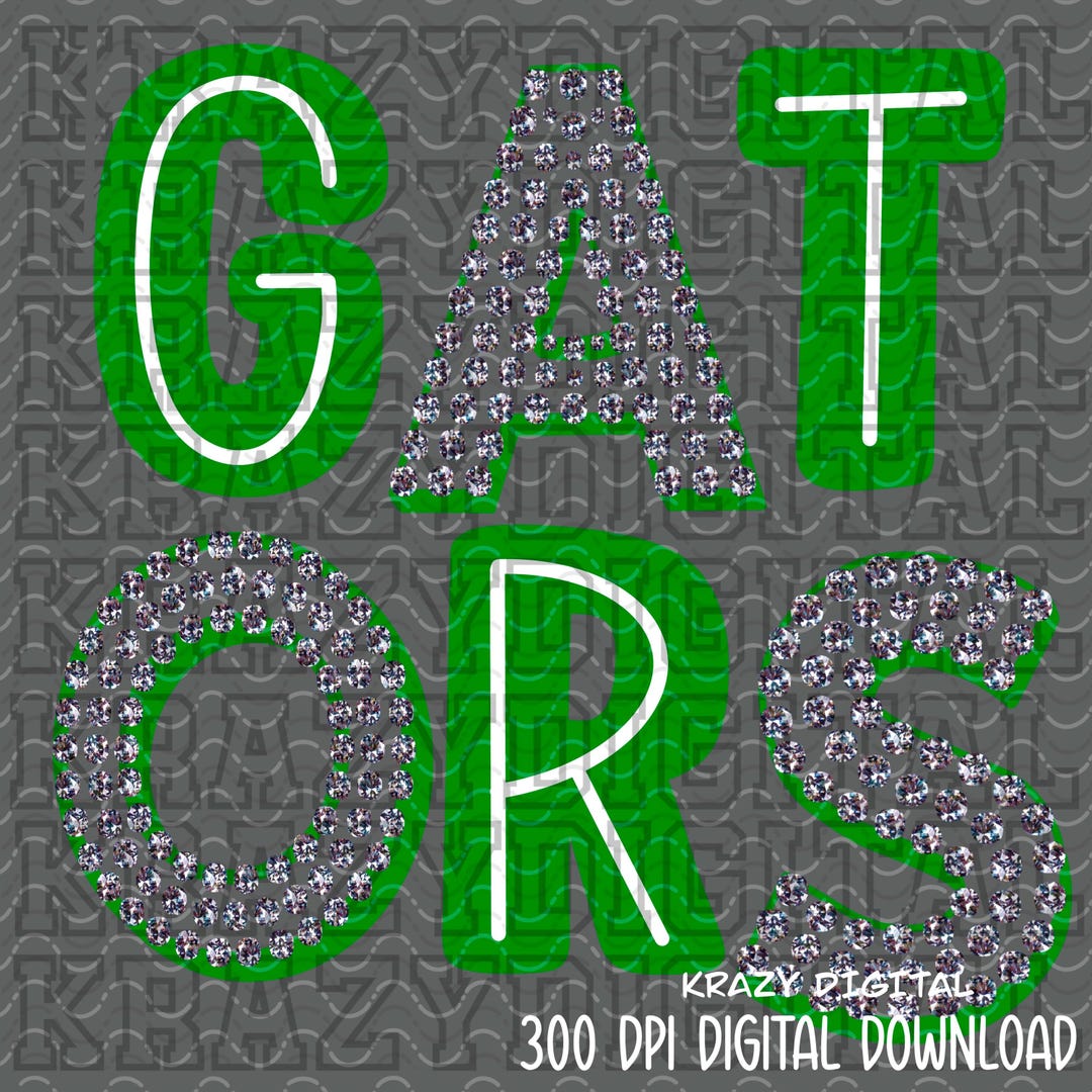 Green Gators Diamond Cut Mascot PNG, Gator Girly Mascot, Gator Faux ...