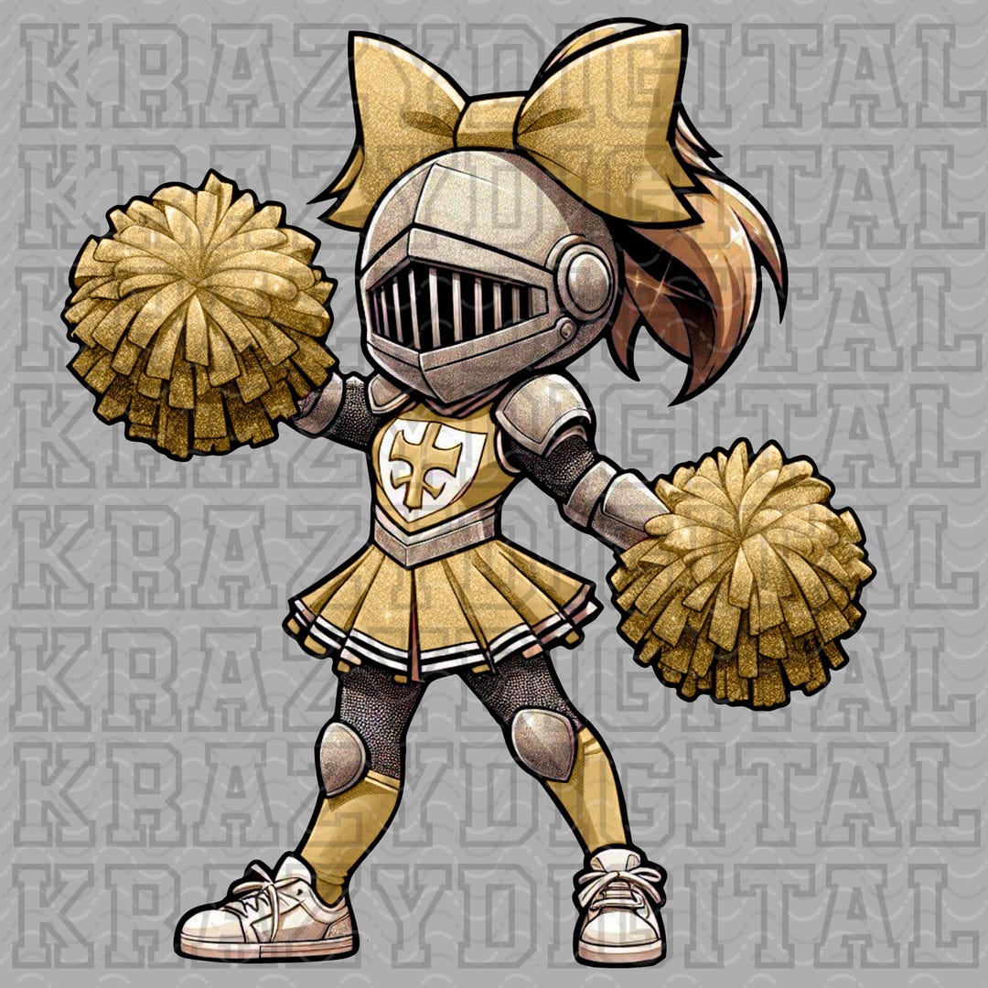 Knight Mascot Cheerleader PNG, Vegas Gold Girl Knight Mascot Design ...