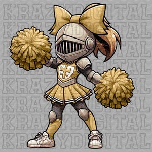 Knight Mascot Cheerleader PNG, Vegas Gold Girl Knight Mascot Design ...