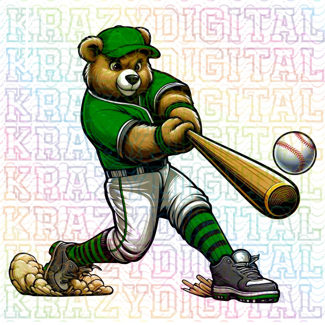 Green Bears Baseball PNG, Green Bears Mascot Digital Design, Green Boy ...