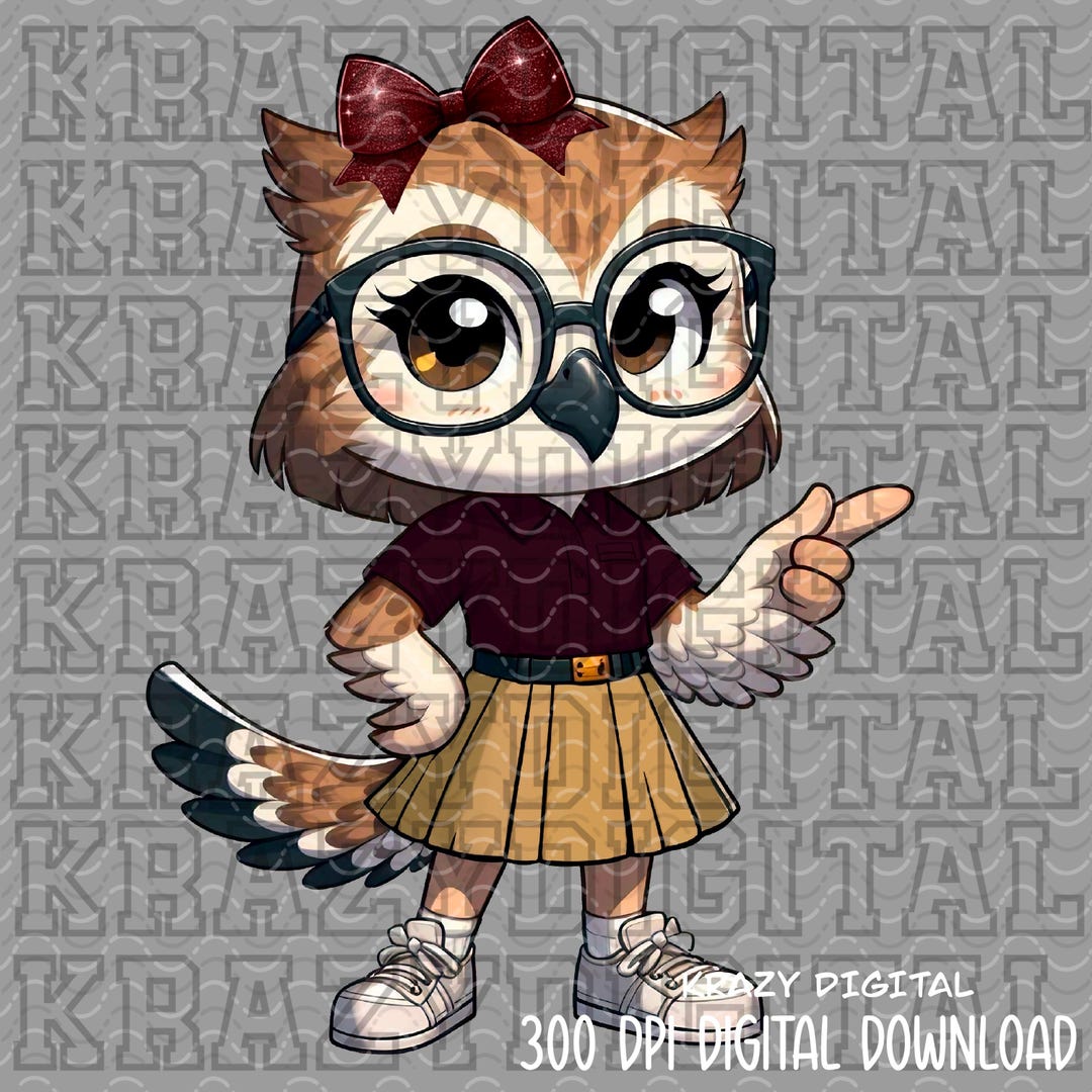 Maroon Falcon Scholastics, Hawk Back to School Mascot PNG, Smart Girl ...