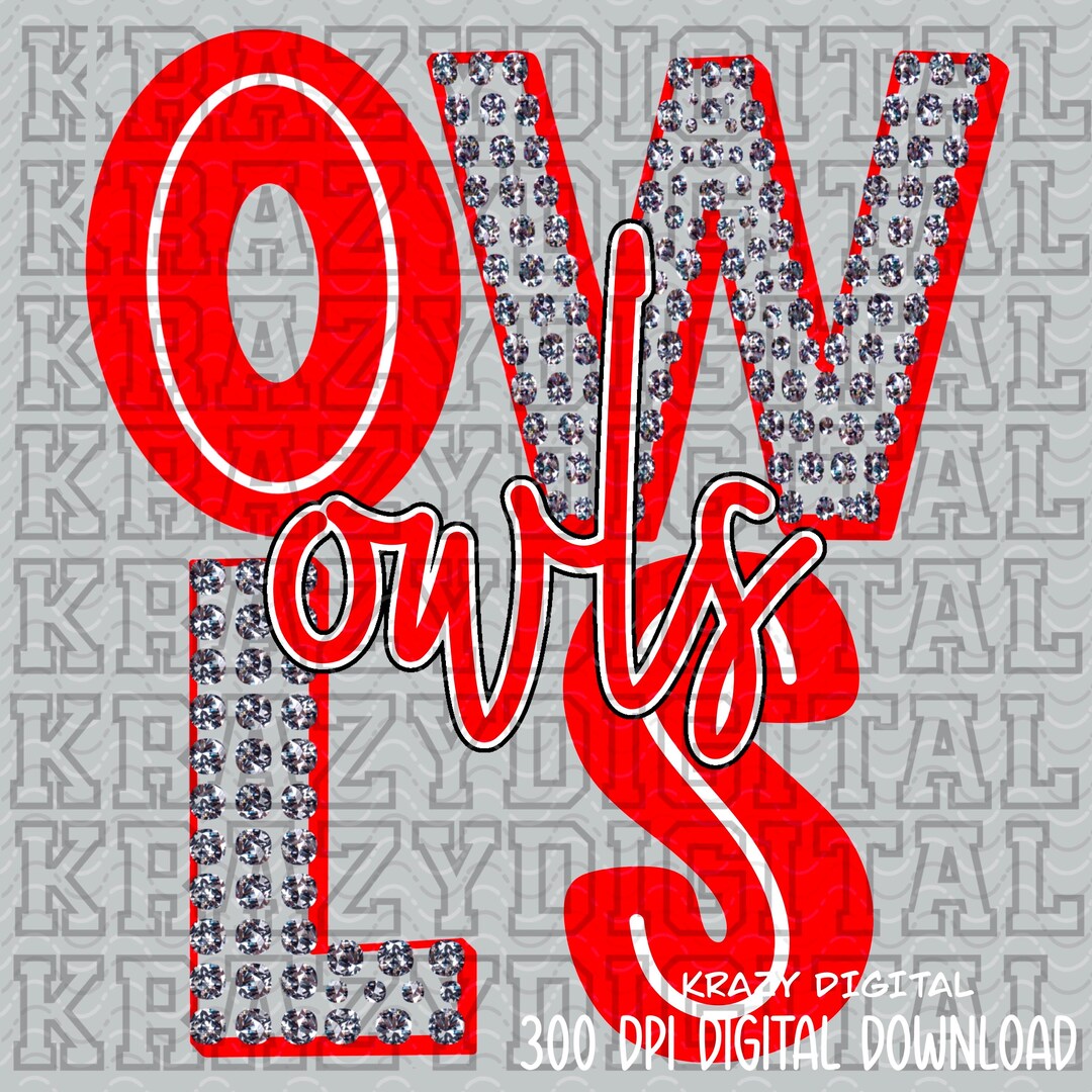 Red Owls Diamond Cut Mascot PNG, Owls Girly Mascot, Faux Rhinestone ...