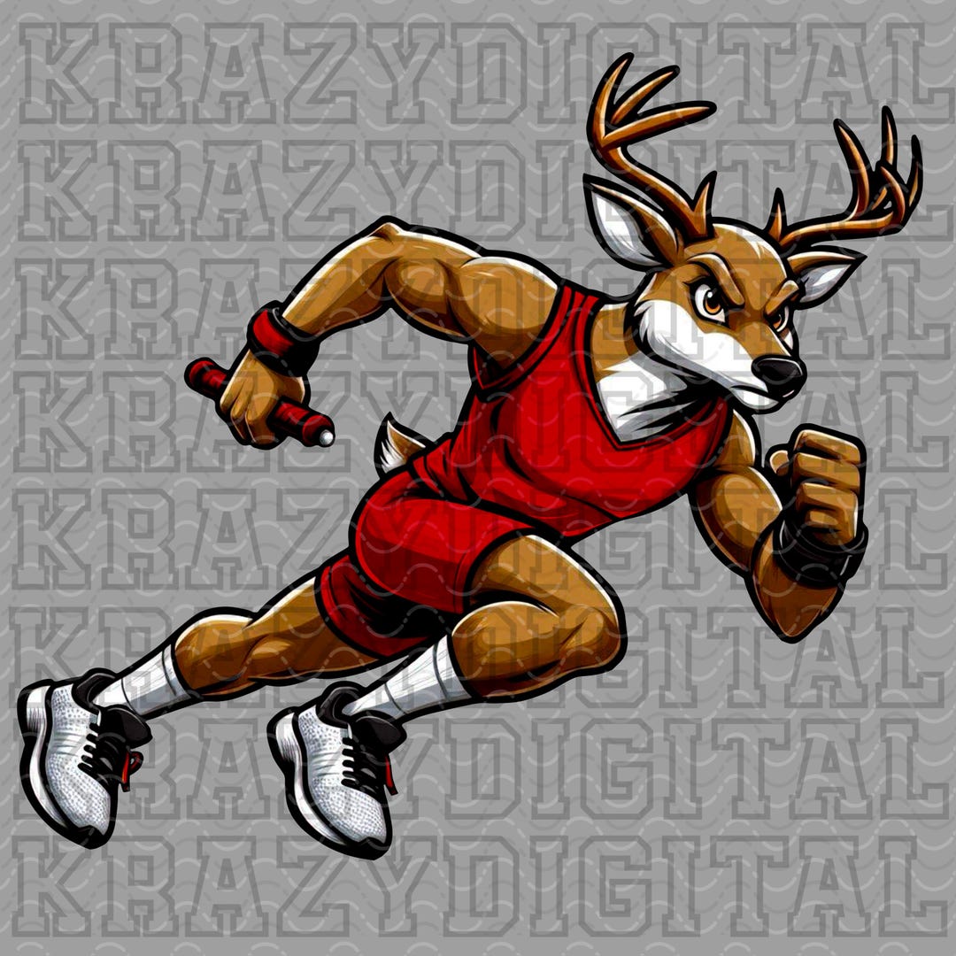 Bucks Red Mascot Track PNG, Deer Sport Design, Red Boy Track Mascot ...