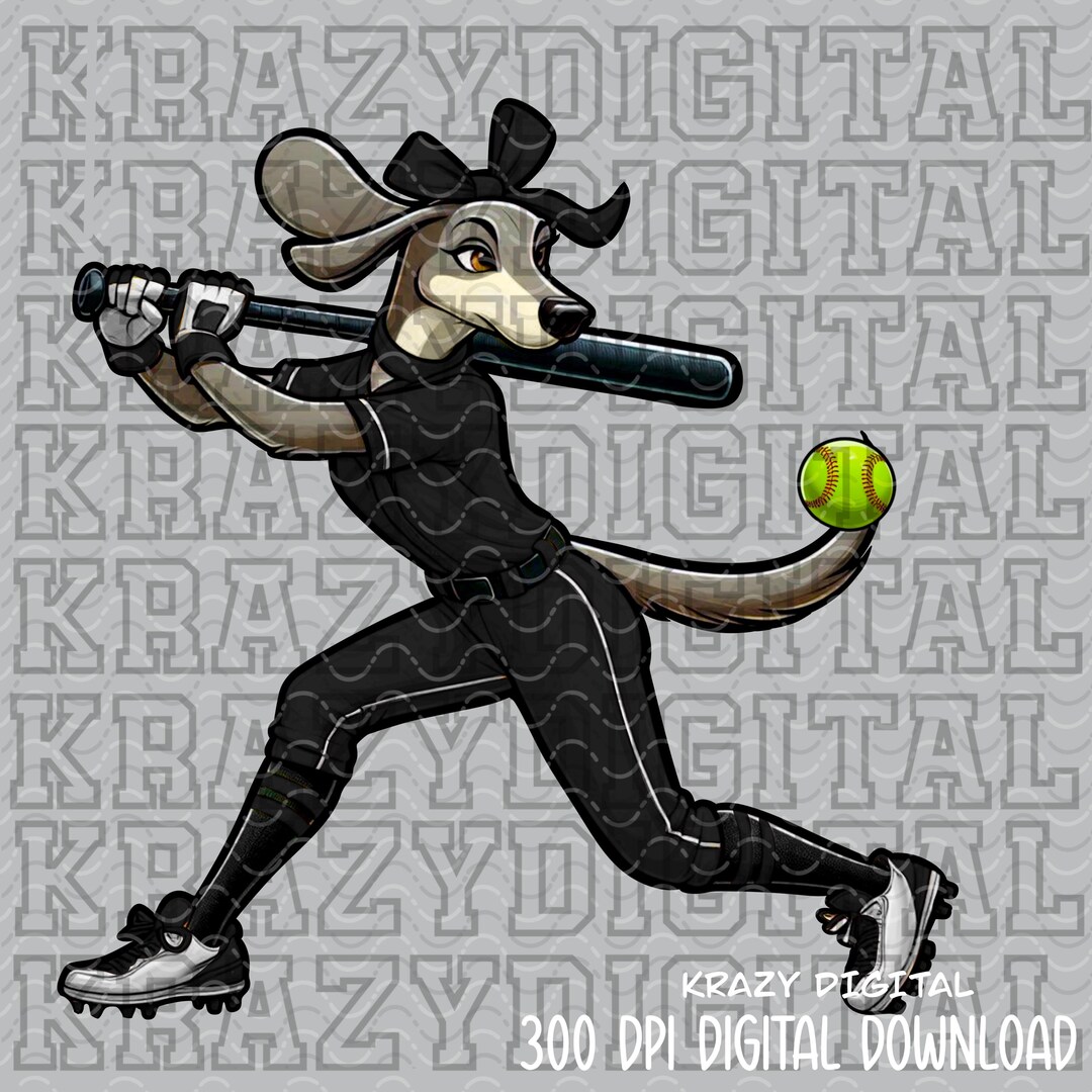 Greyhound Softball Mascot PNG, Cartoon Black Greyhound Mascot ...