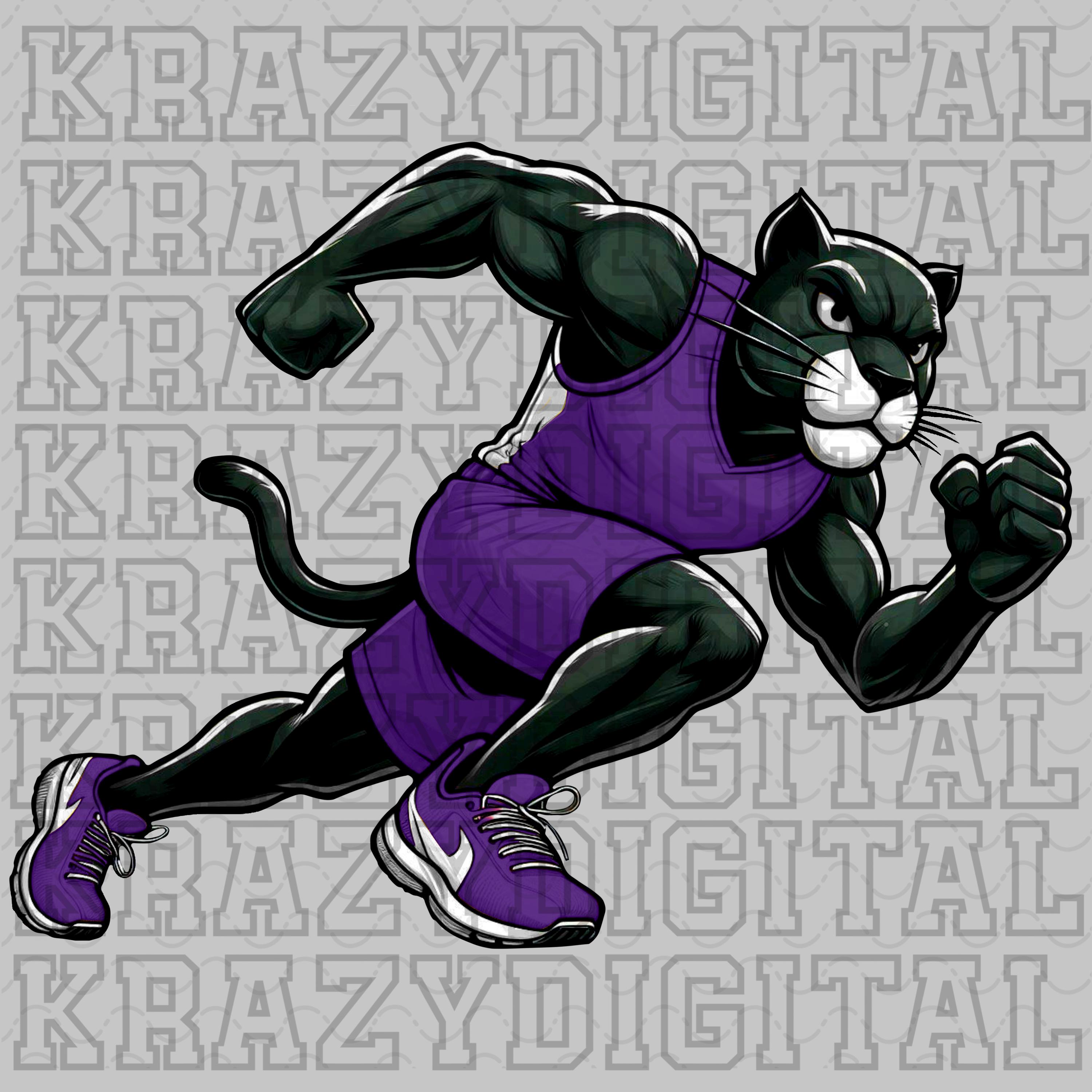Panther Track PNG, Panther Running Mascot PNG, Light Blue Panther ...