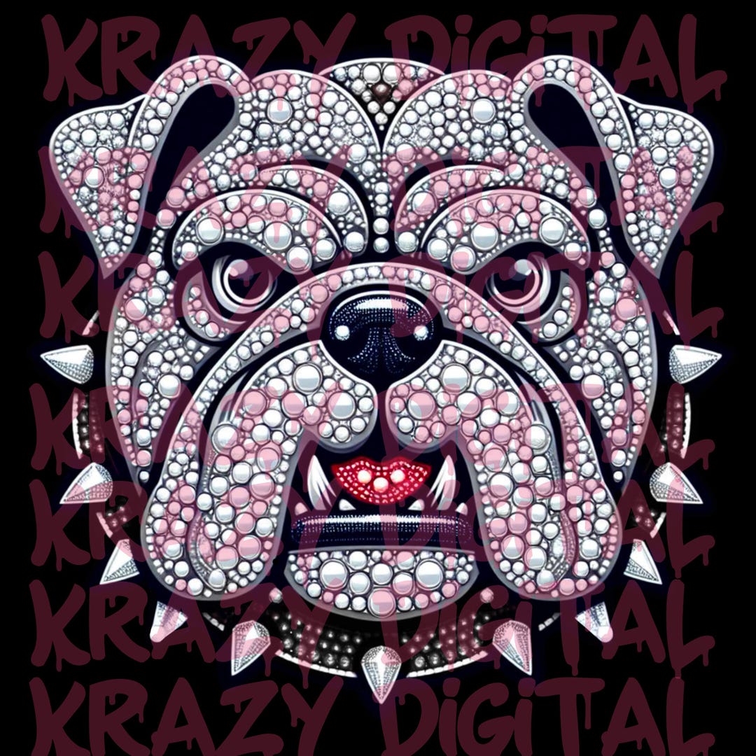 Bulldog Rhinestone Mascot PNG, Bulldog Glitter Mascot DTF, Bulldog ...