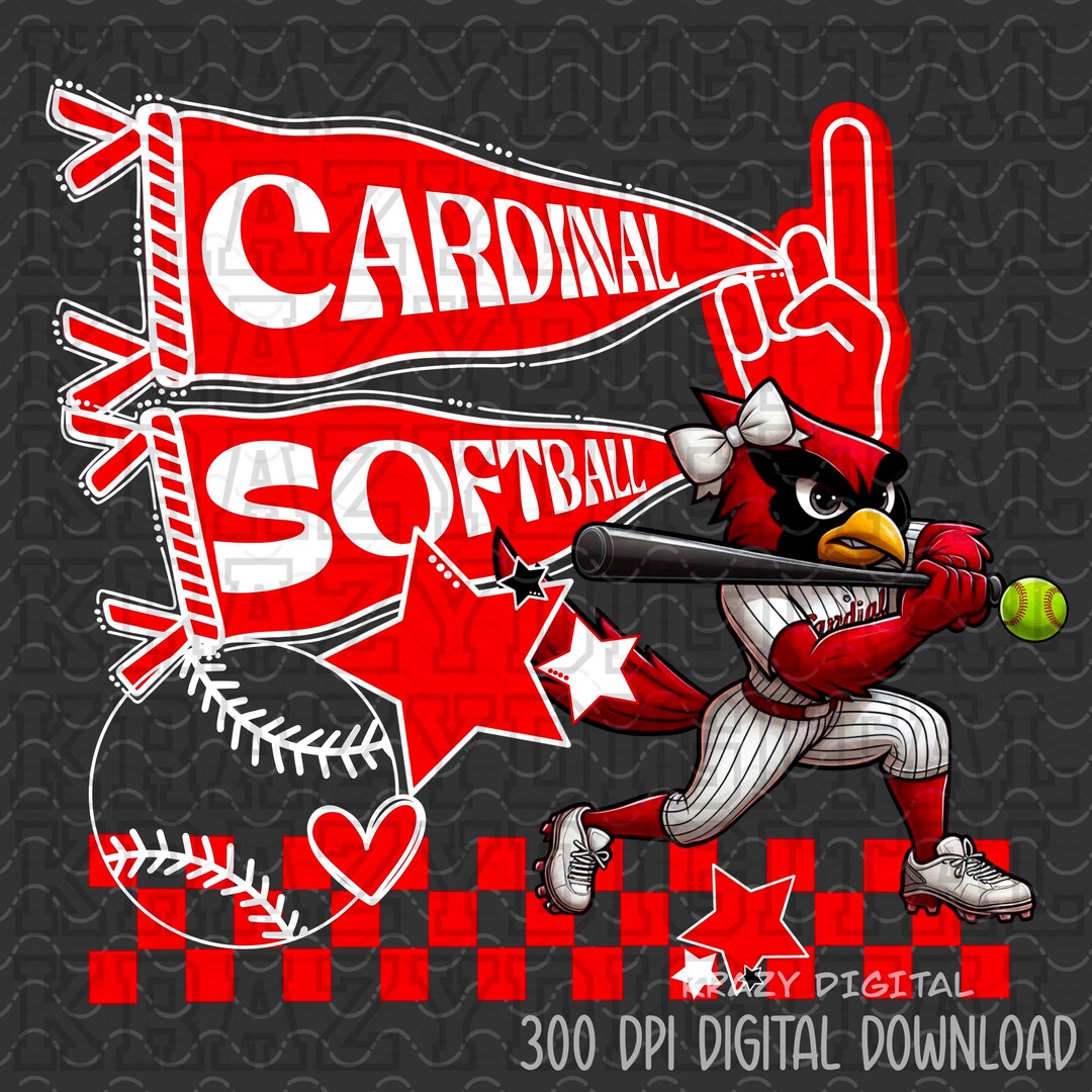 Lady Cardinal Red Softball Pennant Flag Spirit, Mom Cardinal Girl ...