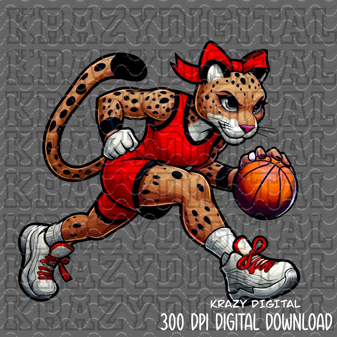 Lady Jaguar Basketball PNG, Red Jags Mascot, Dribbling Basketball ...