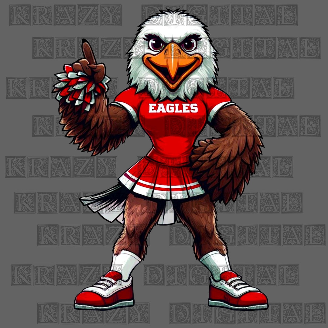 Eagles Red Cheer Mascot PNG, Eagle Girly Mascot, Eagle Cheer Mascot ...