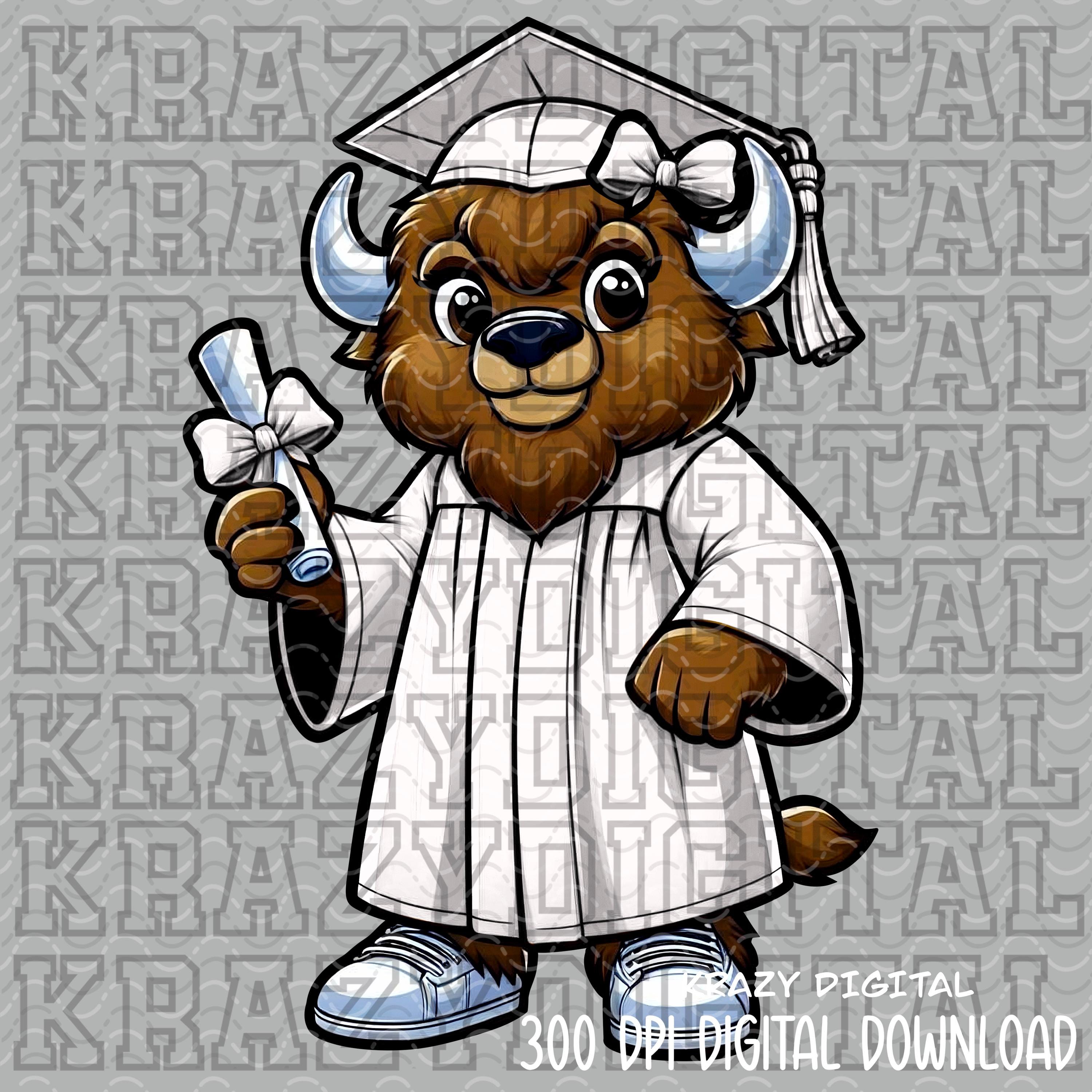 Buffalo Graduation Girl PNG, White Bison Senior 2026, Kindergarten ...