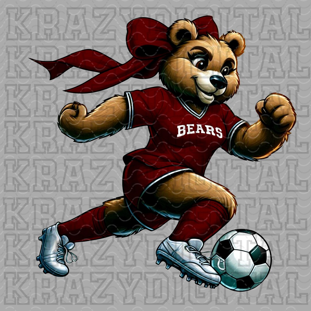 Lady Bears Soccer PNG, Maroon Bears Mascot Digital Design, Bears Girl ...