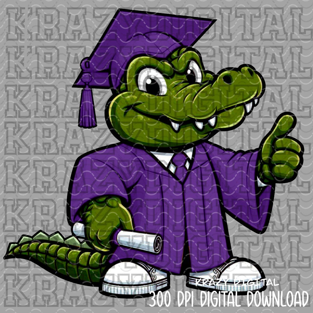 Purple Gator Mascot Graduation PNG, Gator Mascot Graduation Digital ...