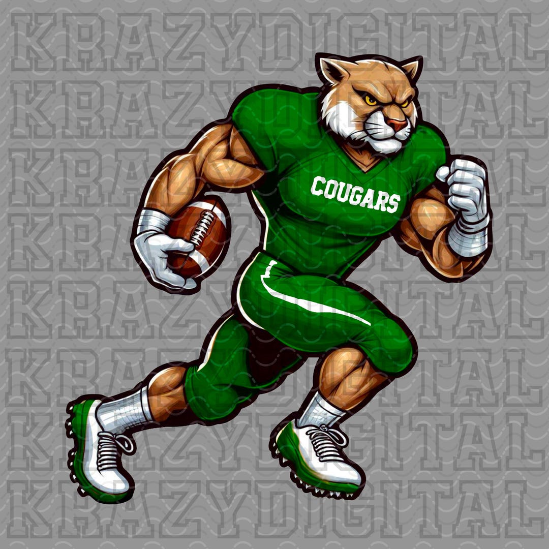 Cougar Football Green PNG, Cougar Mascot PNG, Football Cougar Mascot ...