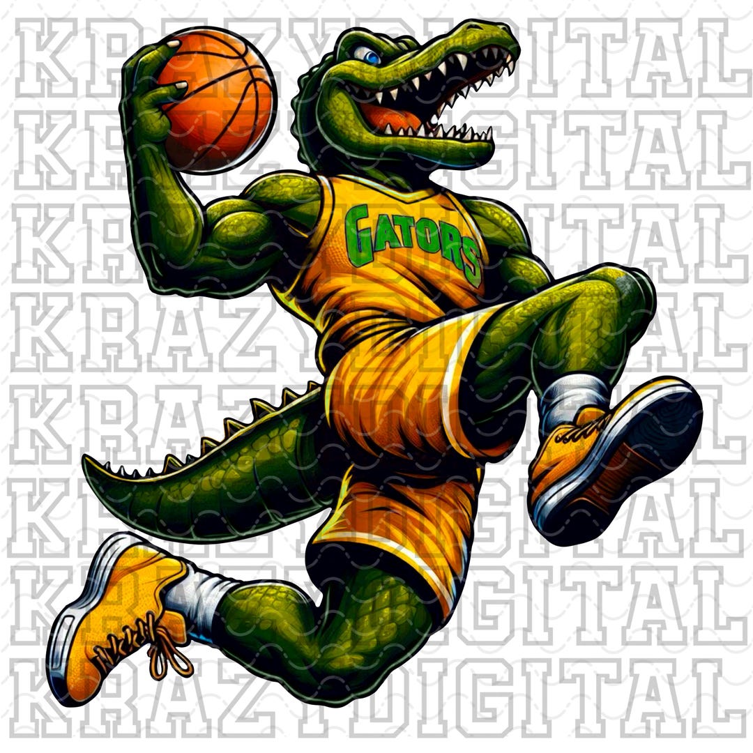 Gator Basketball PNG, Yellow Gator Boy Design, Crocodile School Mascot ...