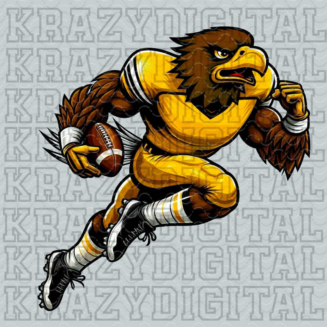 Yellow Hawk Football School Mascot, Hawk Football Mascot PNG, Hawk ...