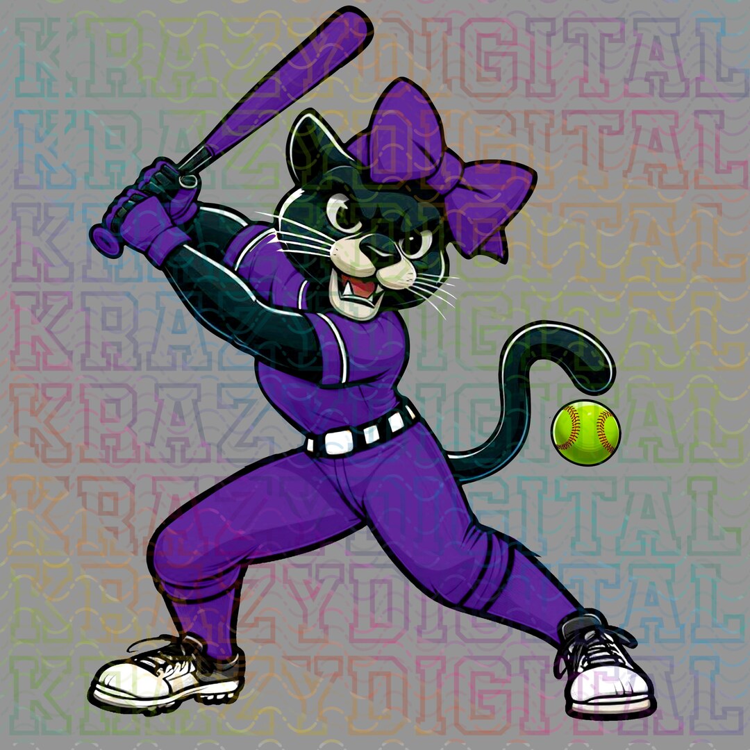 Lady Panther Purple Mascot Softball PNG, Panther Girl Digital Design ...