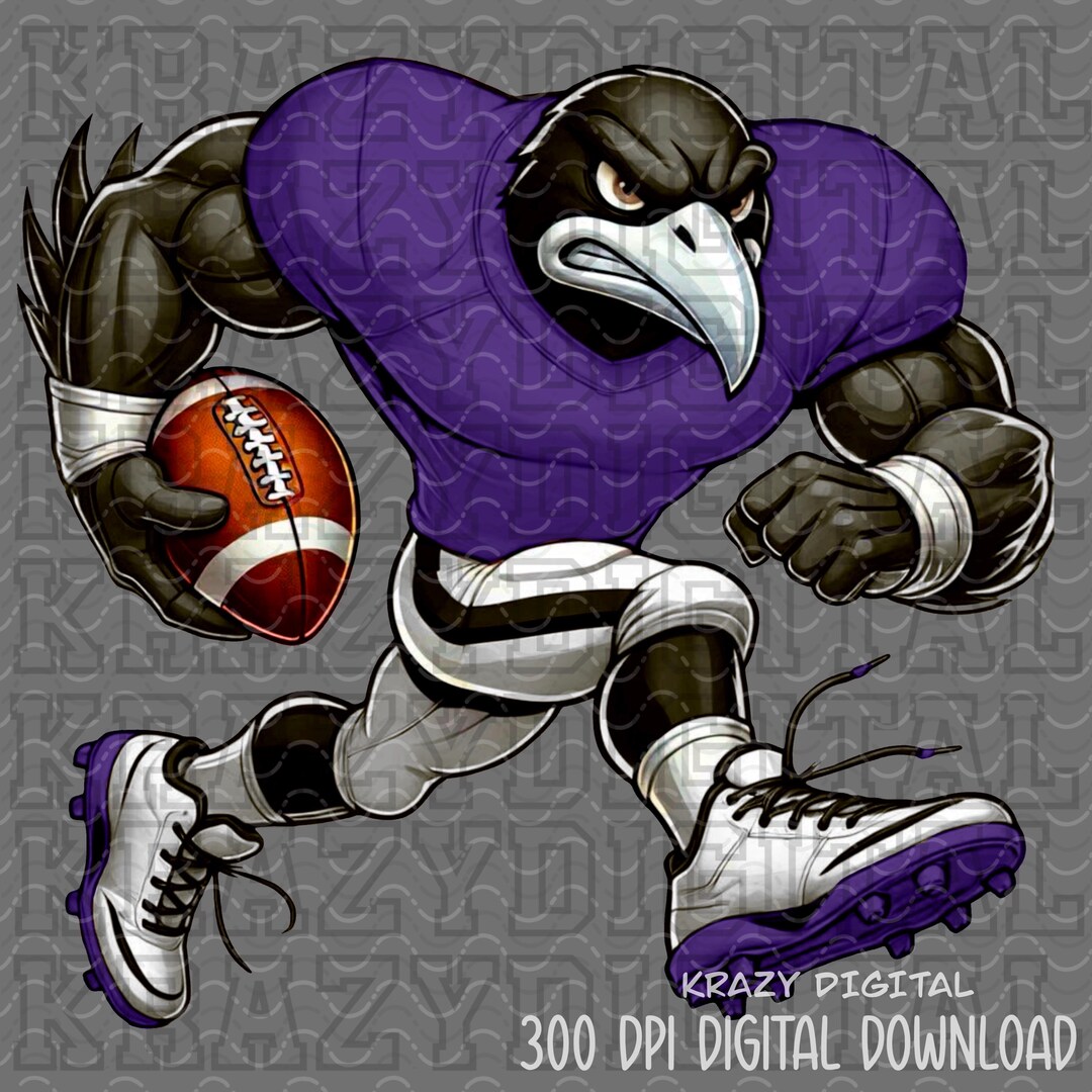 Purple Ravens Football Mascot PNG, Raven Mascot Digital File, Purple ...