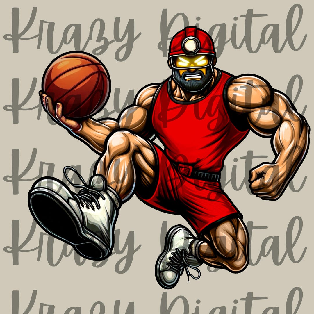 Red Miner Basketball PNG, Digger Basketball Design, Driller Dunking ...