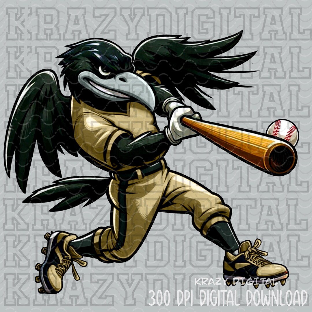 Gold Raven Baseball Mascot PNG, Vegas Gold Raven Spirit Shirt File ...