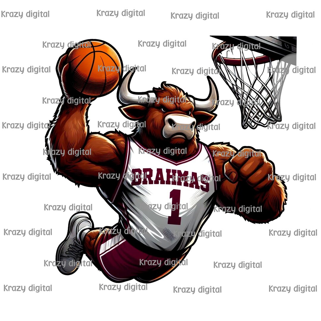 Brahma Basketball Mascot Digital, Brahma School Mascot PNG, Brahma ...