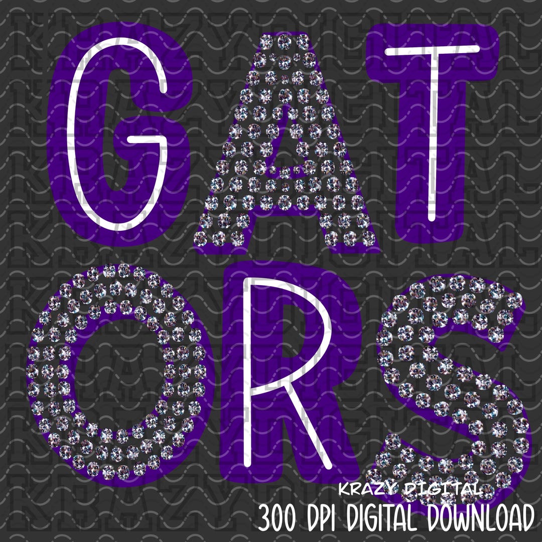 Purple Gators Diamond Cut Mascot PNG, Gator Girly Mascot, Gator Faux ...