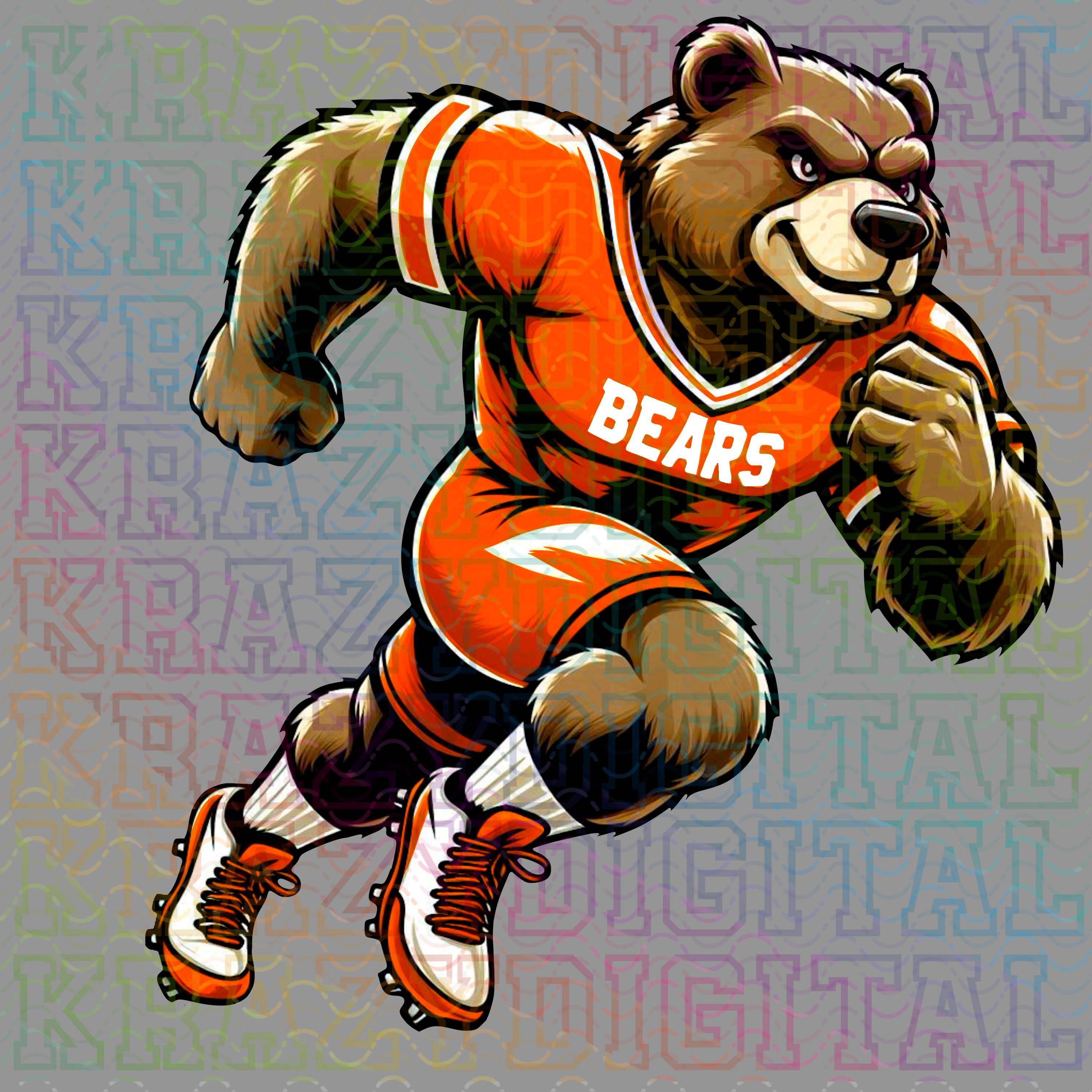 Bears Track PNG, Orange Bears Mascot Digital Design, Bears Cross ...