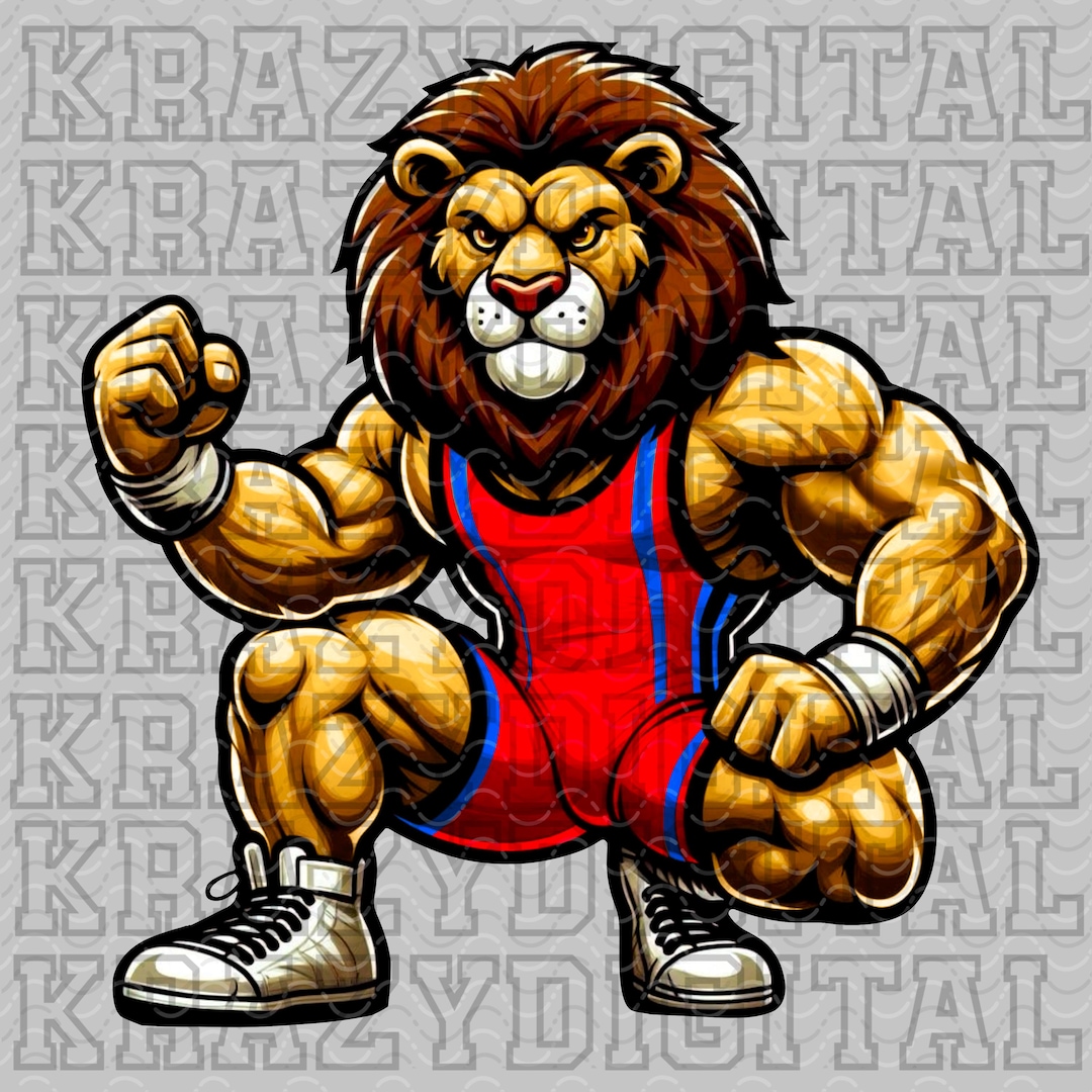 Lions Wrestling Blue Red Mascot PNG, Lions School Mascot, Lions Boy ...