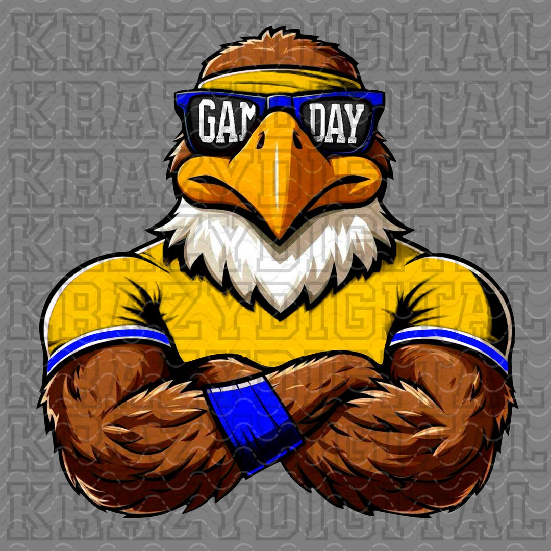 Hawk Yellow Blue Mascot Gameday PNG, Cool Hawk PNG, Hawk School Mascot ...