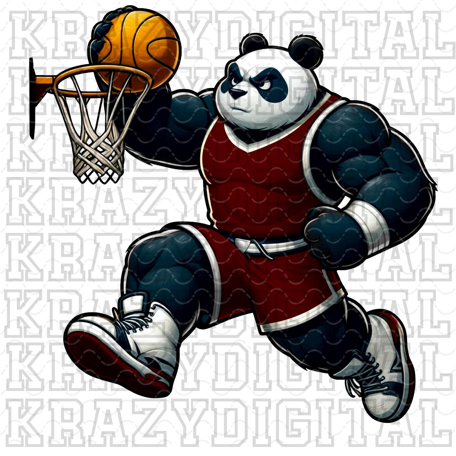 Maroon Panda Basketball PNG, Zoo Animal Basketball Design, Panda ...