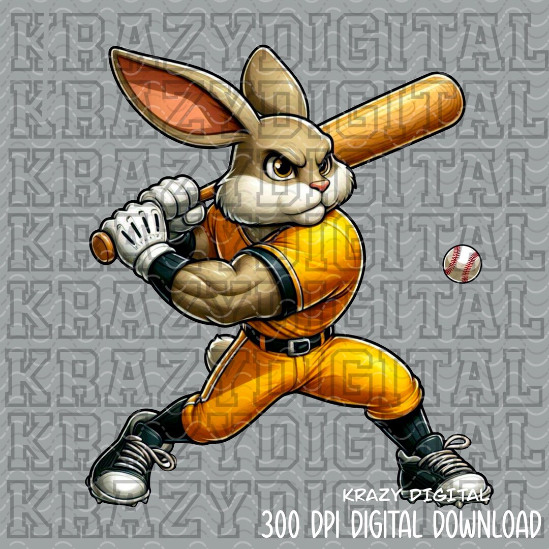 Jackrabbit Yellow Baseball PNG, Bunny Fun Sports Design, Strong Sports ...