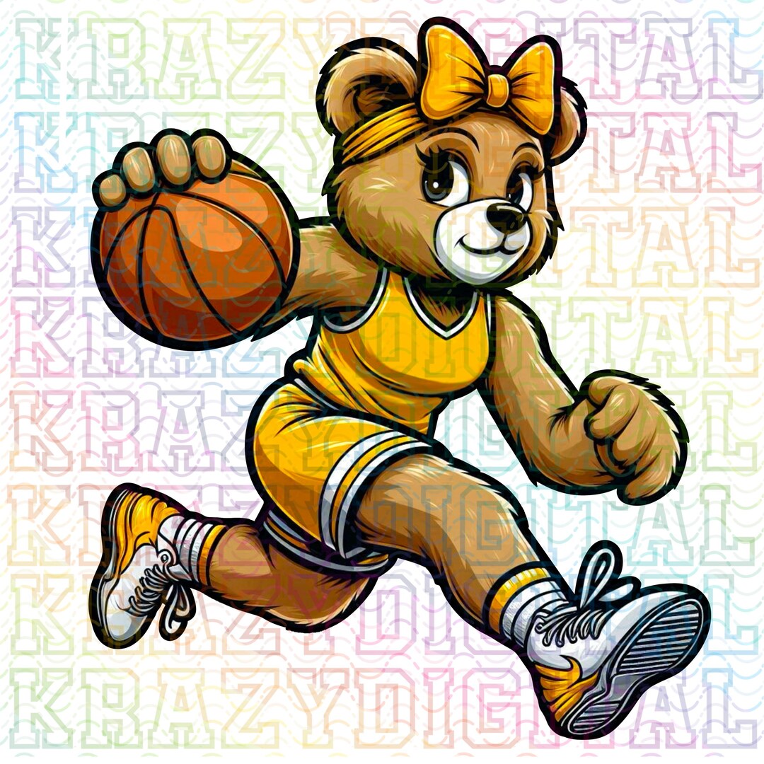Yellow Lady Bears Basketball PNG, Bears Mascot Digital Design, Dunking ...