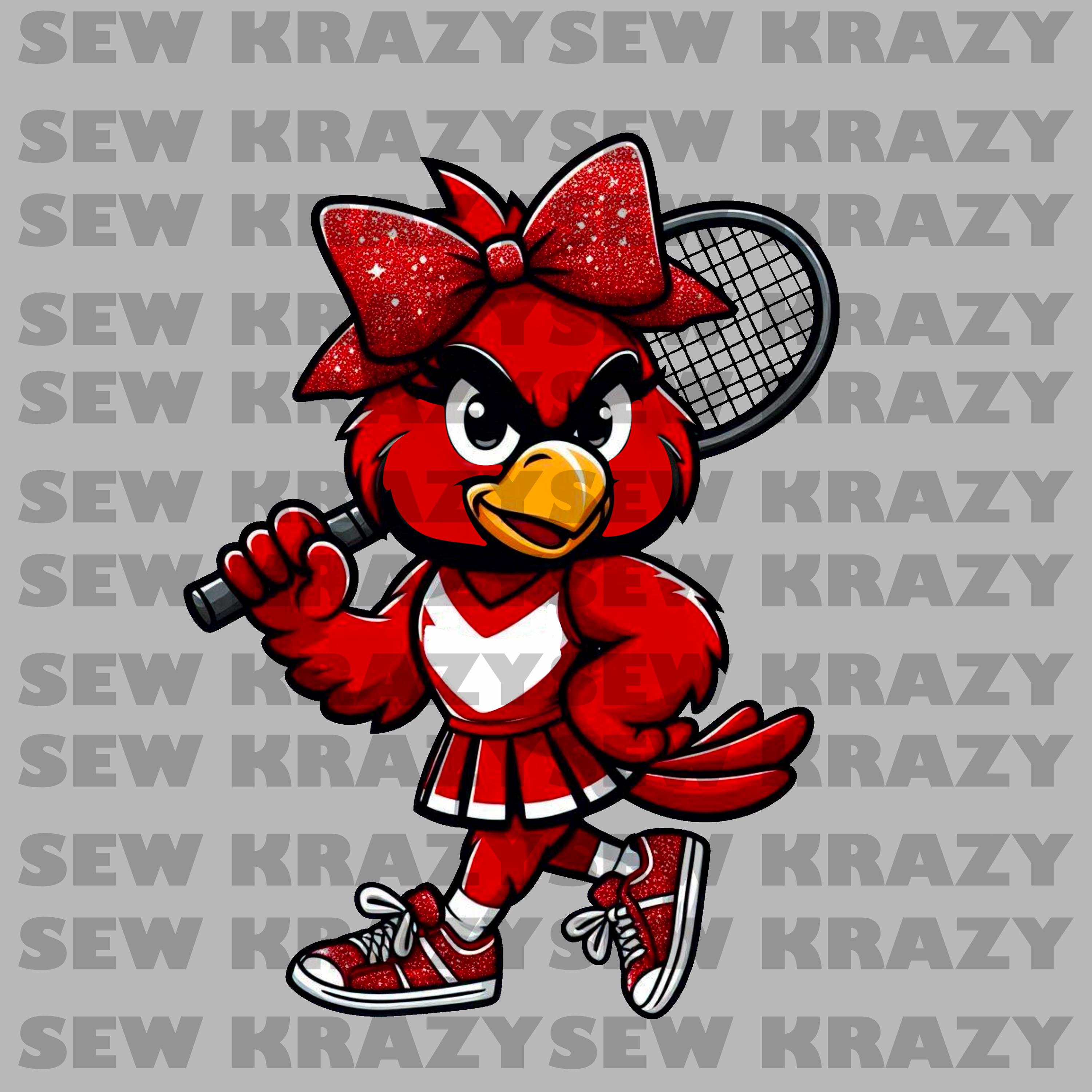 Red and White Cardinal Tennis Mascot PNG, Red Bird School Mascot ...