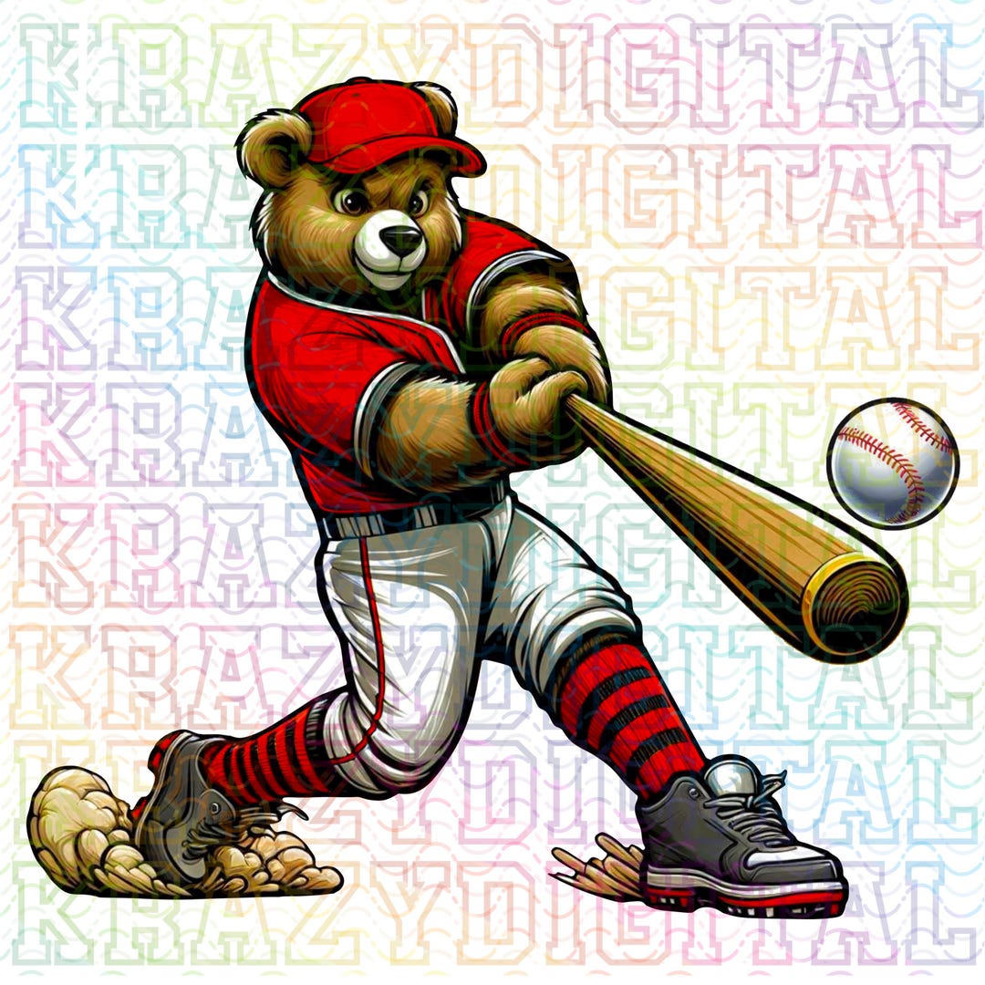 Red Bears Baseball PNG, Red Bears Mascot Digital Design, Red Boy ...