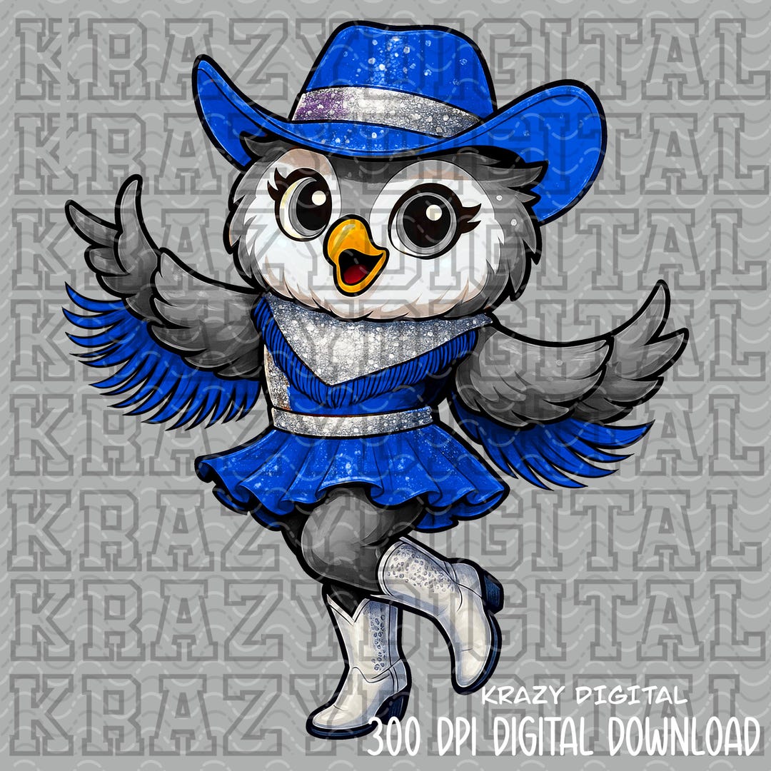 Owl Drill Team PNG, Blue Owl Dance Digital, Mom Spirit Art, Youth Cheer ...