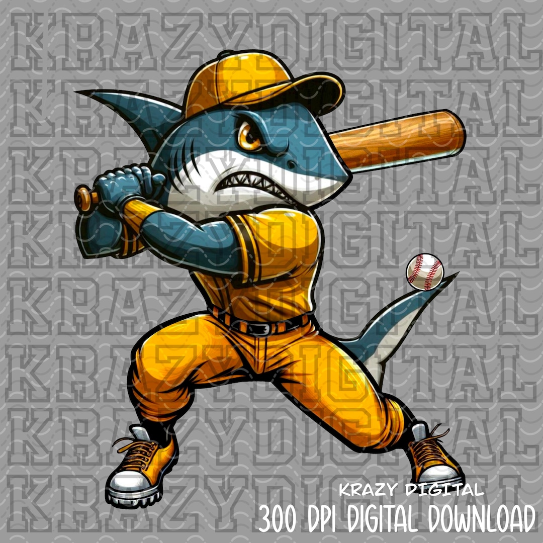 Sharks Baseball PNG, Boys Yellow Shark Baseball Design, Aquarium Field ...