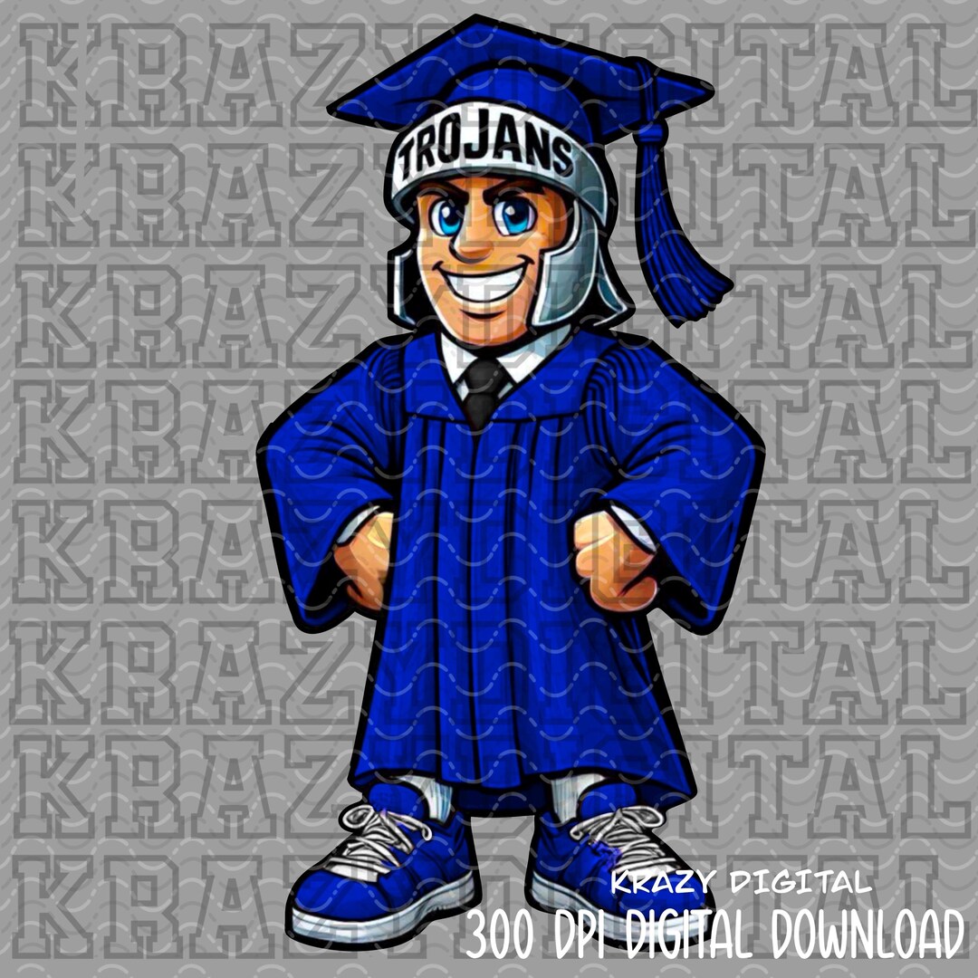 Trojan Blue Graduation PNG, Trojan Senior PNG, Blue Graduation Gown ...